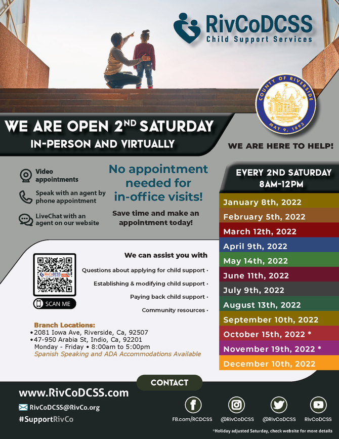 RivCo Department of Child Support Services invites you to Open Saturday ...